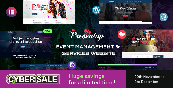 Presentup - Event Planner & Celebrations Management WordPress Theme by ThemetechMount